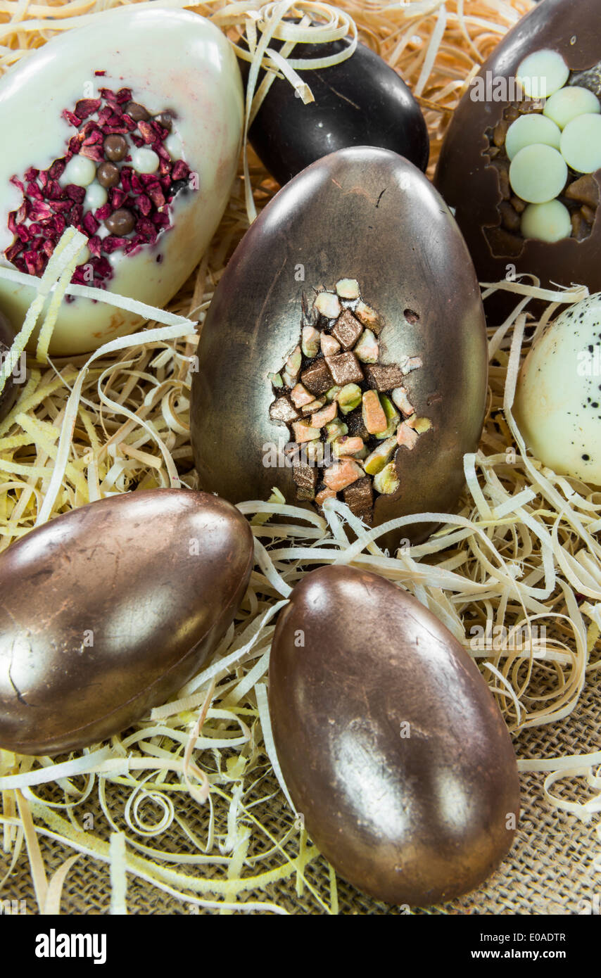 Variety of chocolate easter eggs Stock Photo - Alamy