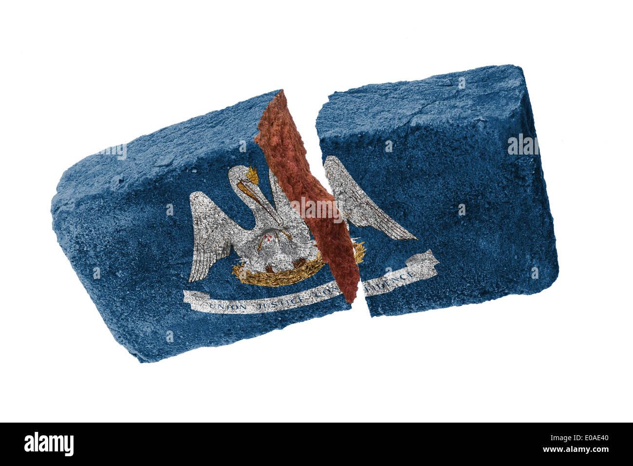 Rough broken brick isolated on white background flag of Louisiana Stock ...
