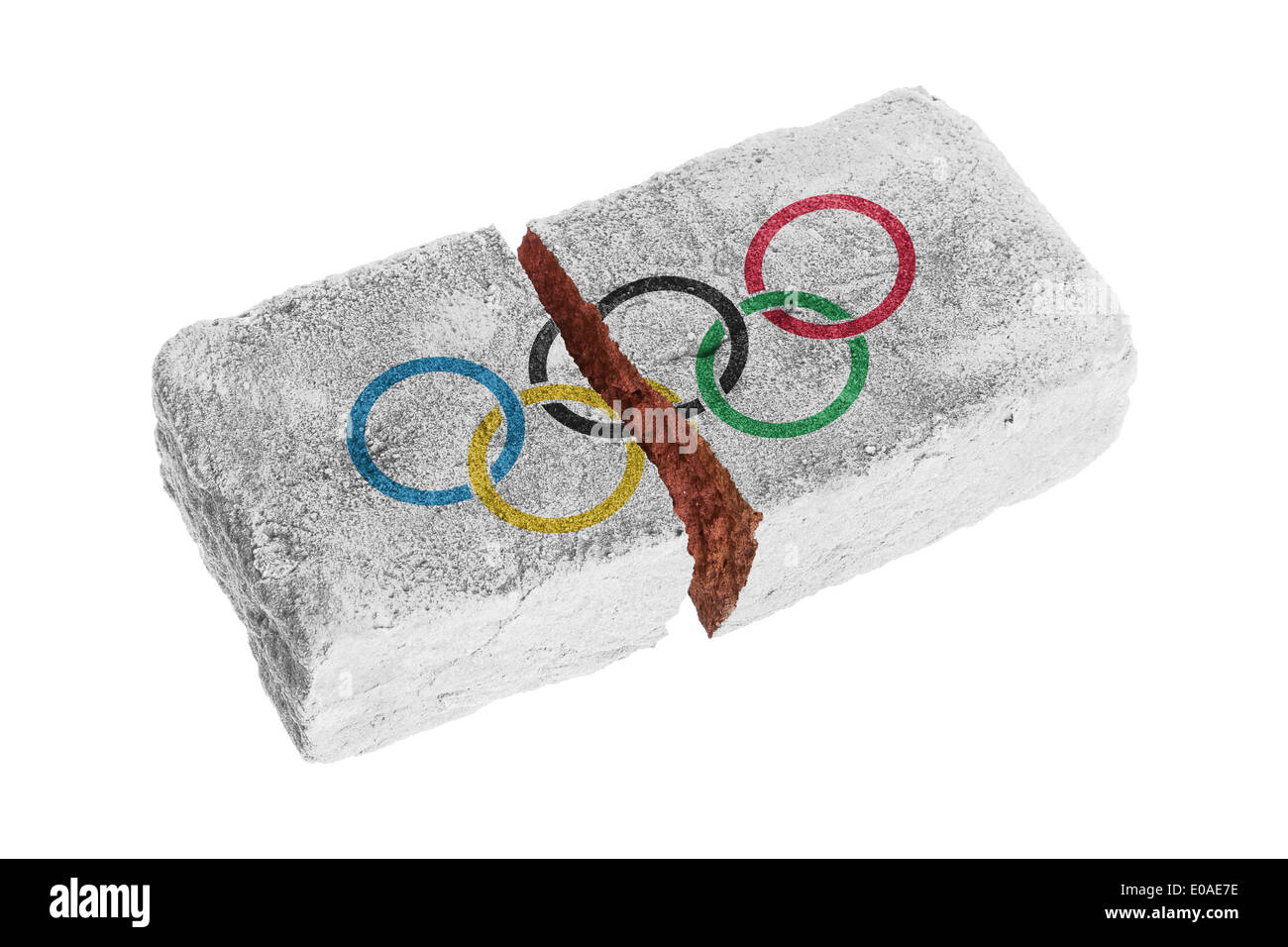 Rough broken brick isolated on white background olympic rings Stock ...