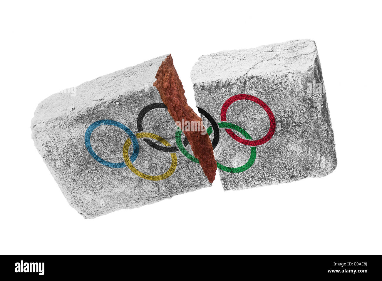 Rough broken brick isolated on white background olympic rings Stock ...