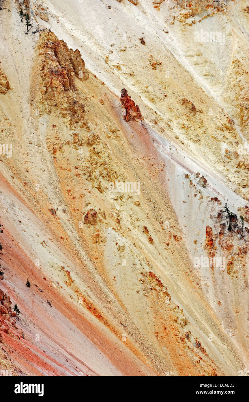 Detail of the Grand Canyon of the Yellowstone, the colors are result of ...