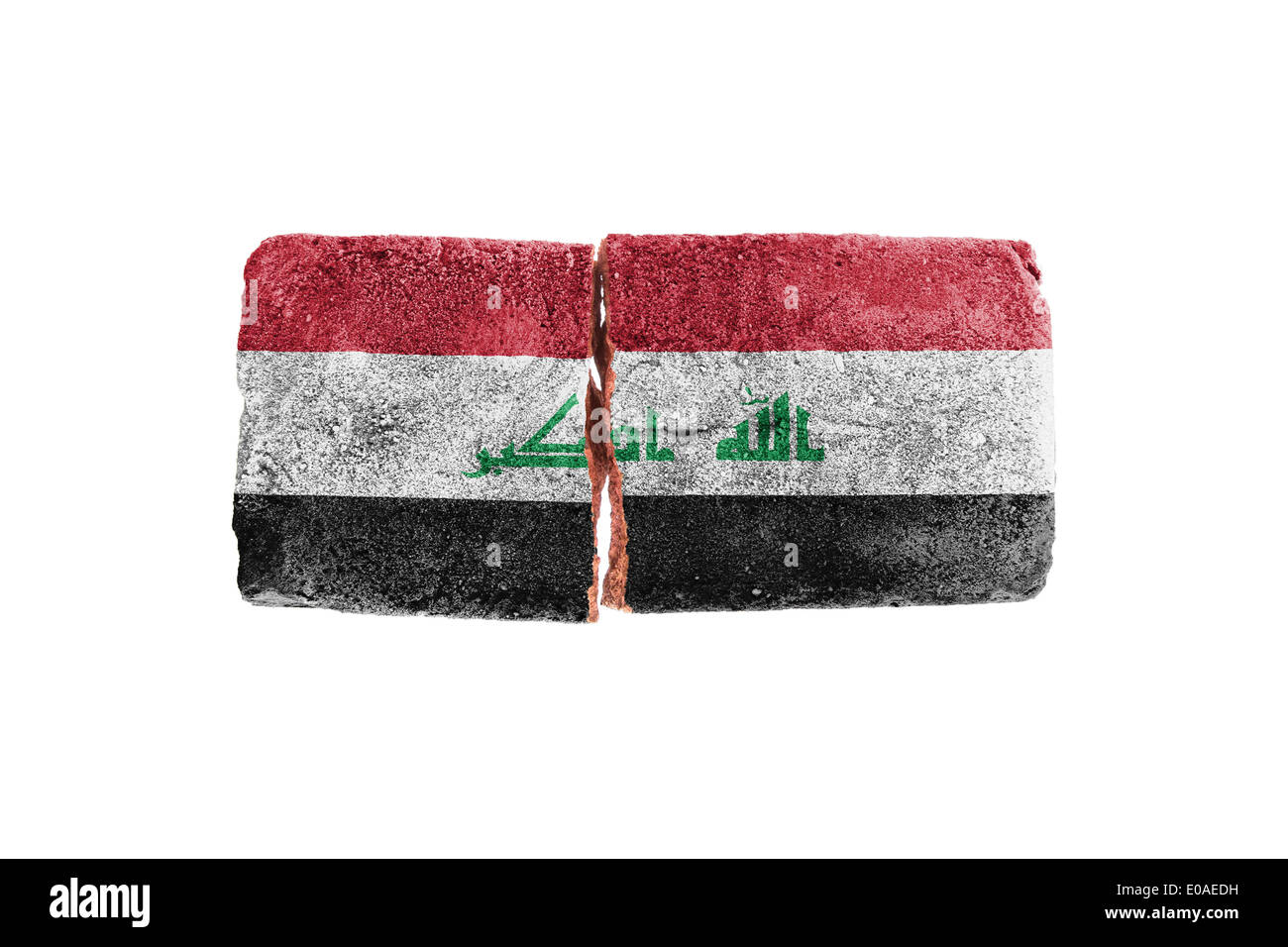 Rough broken brick isolated on white background flag of Iraq Stock ...