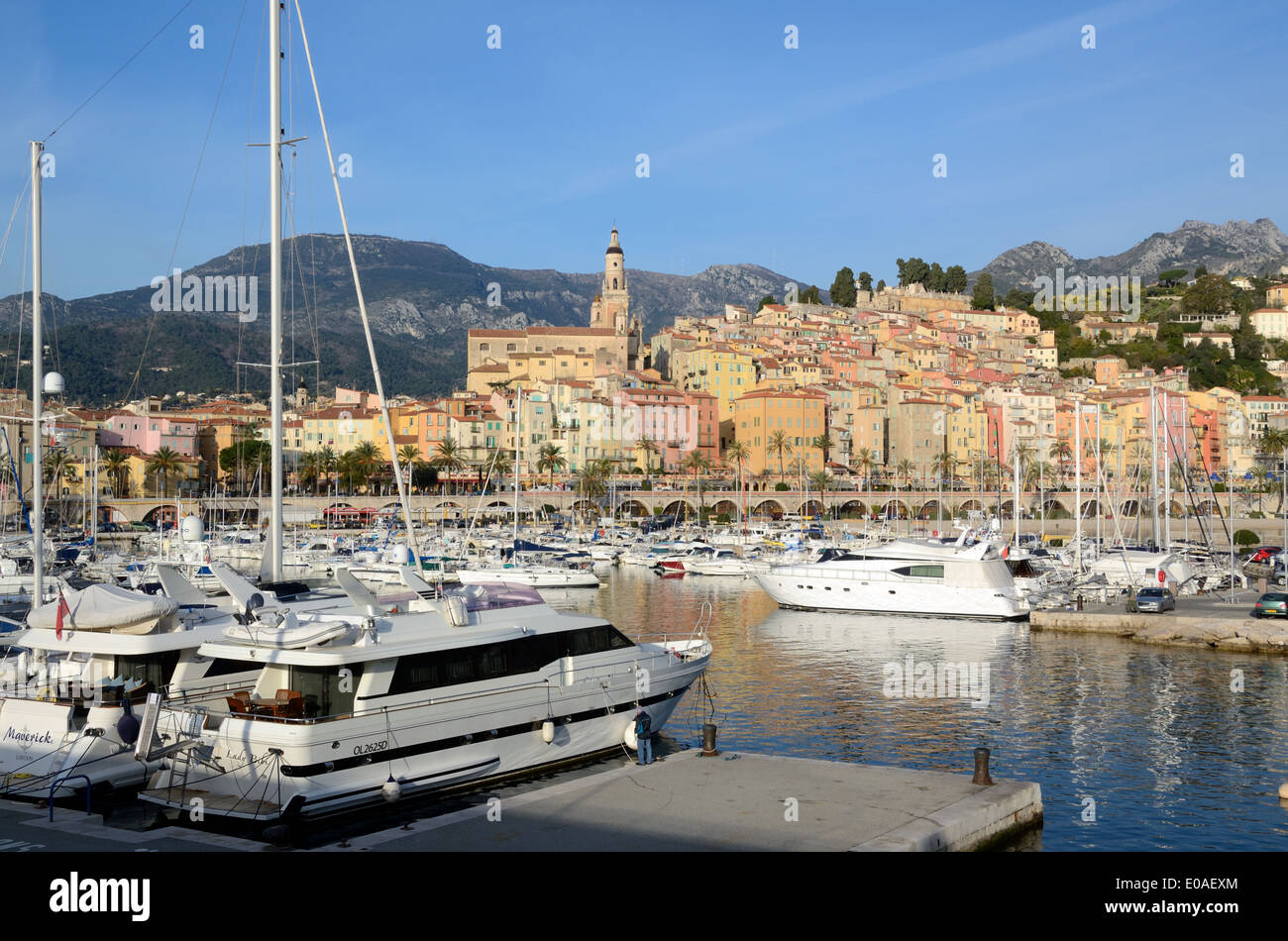 Old Town & Luxury Yachts in the Pleasure Port Marina or Harbor Menton ...