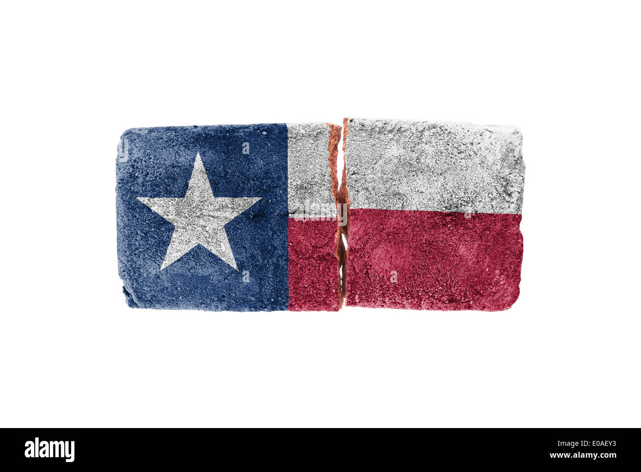 Rough broken brick isolated on white background flag of Texas Stock ...