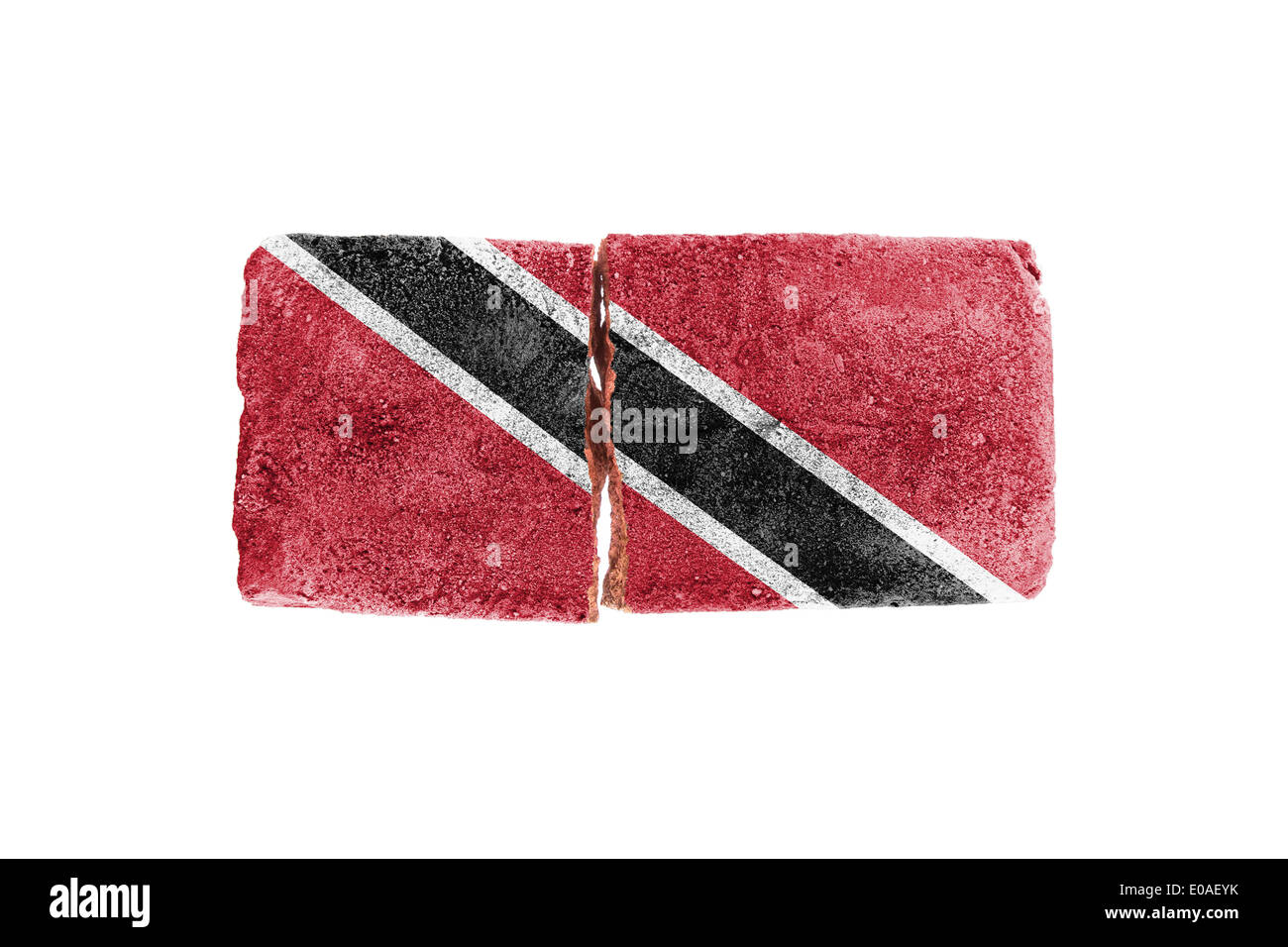 Rough broken brick isolated on white background flag of Trinidad and ...