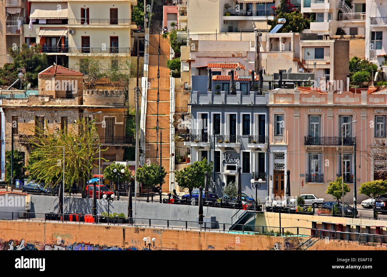 Houses "climbing down" the hill of Kastella, just over Mikrolimano port ...