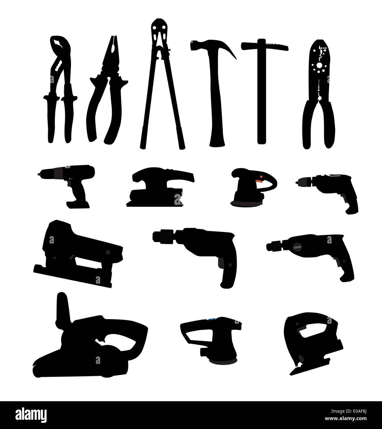 Collection of Power Tools Vector Illustration Silhouette Stock Photo ...