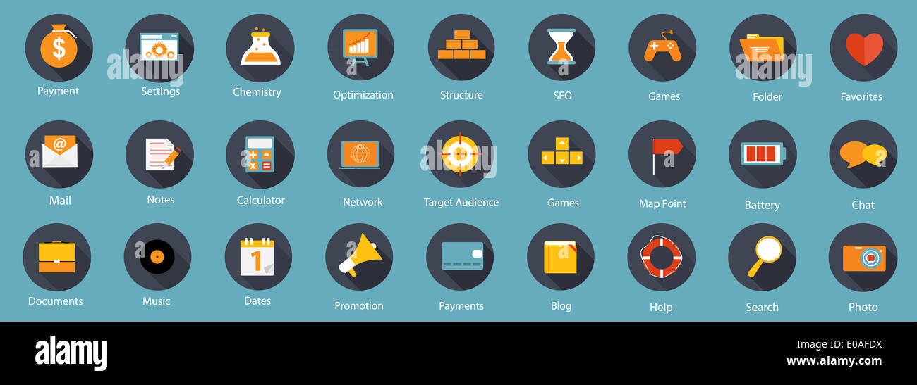 Set of Flat Icons Vector Illustration Stock Photo - Alamy