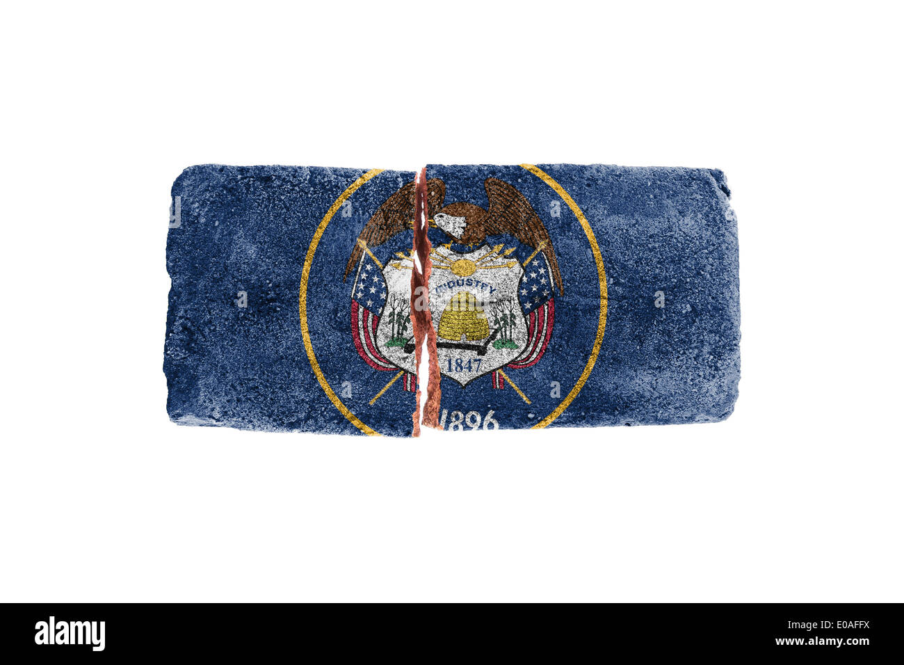 Rough broken brick isolated on white background flag of Utah Stock ...