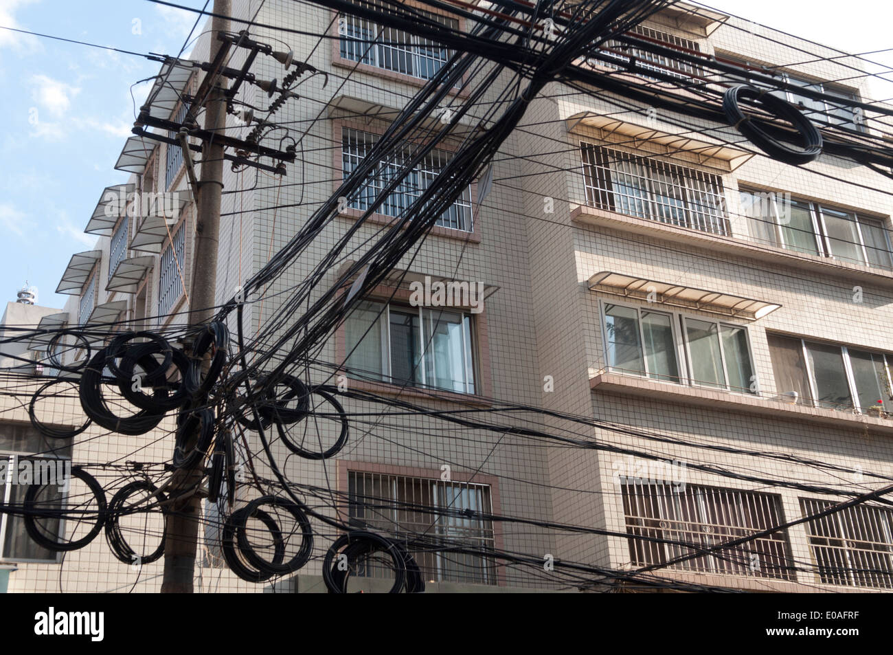 Utility pole, Kunming, Yunnan, China Stock Photo - Alamy
