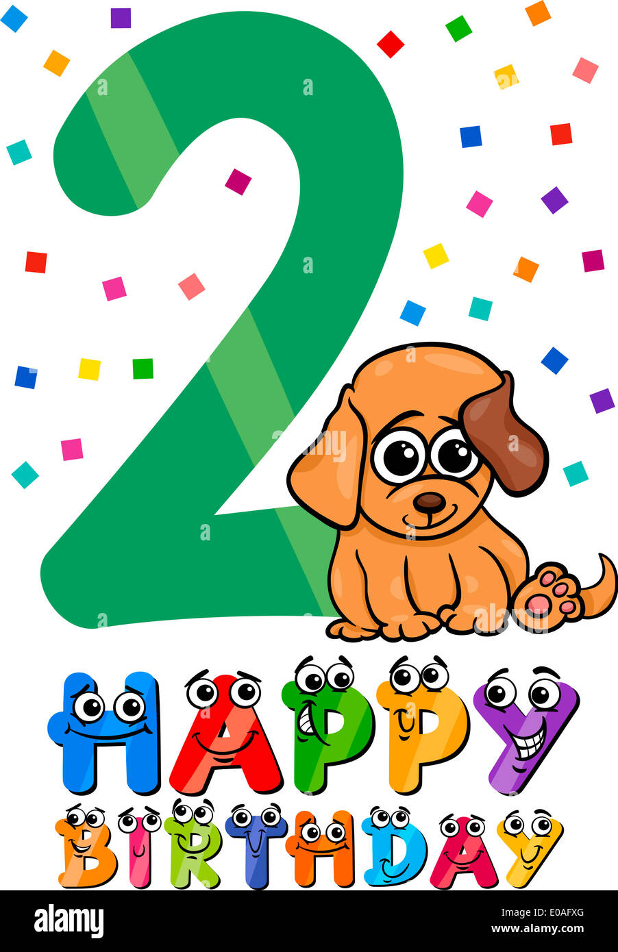 Cartoon Illustration of the Second Birthday Anniversary Design for ...