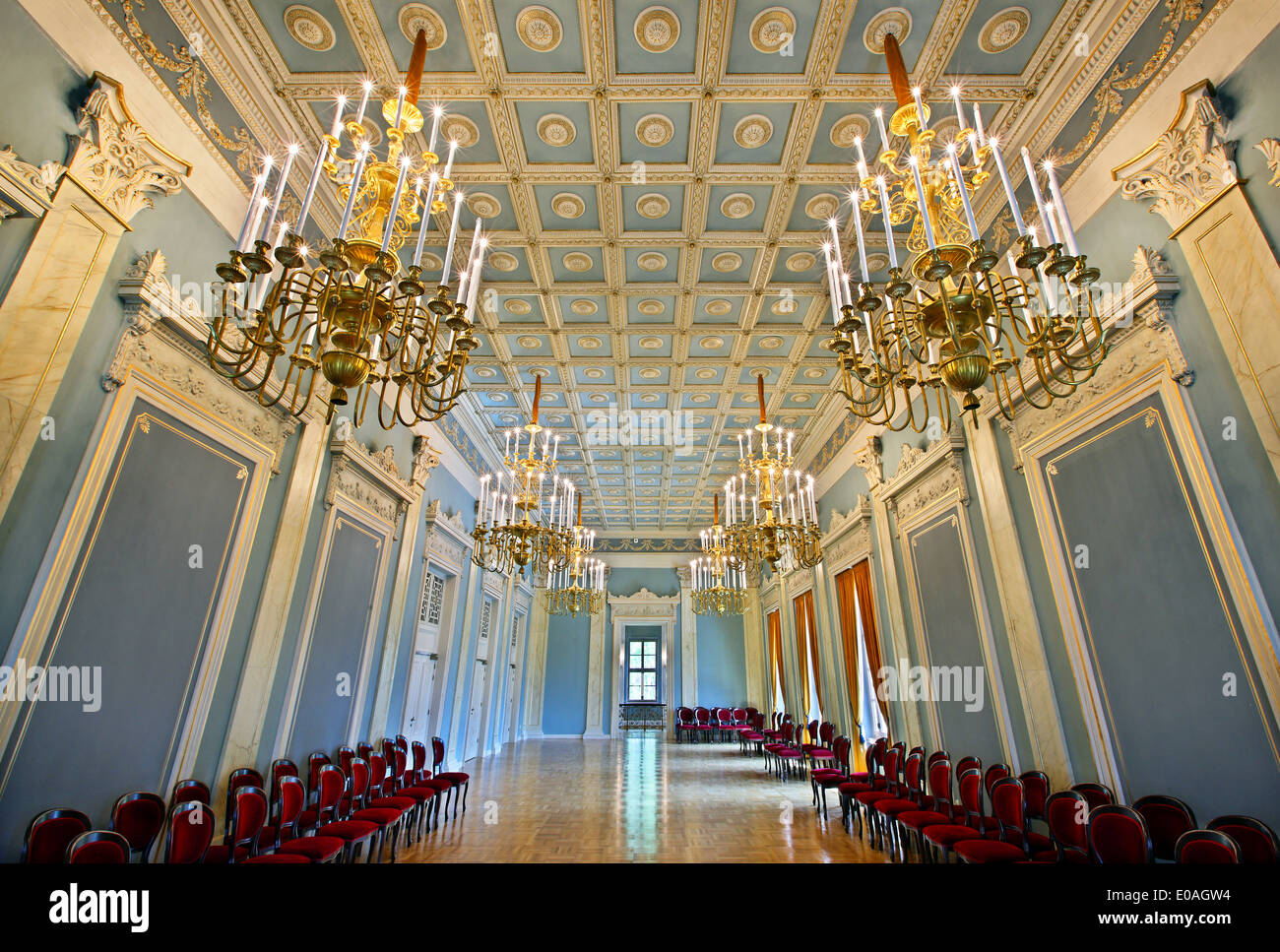 The foyer of the Municipal Theater of Piraeus, Attica, Greece Stock ...