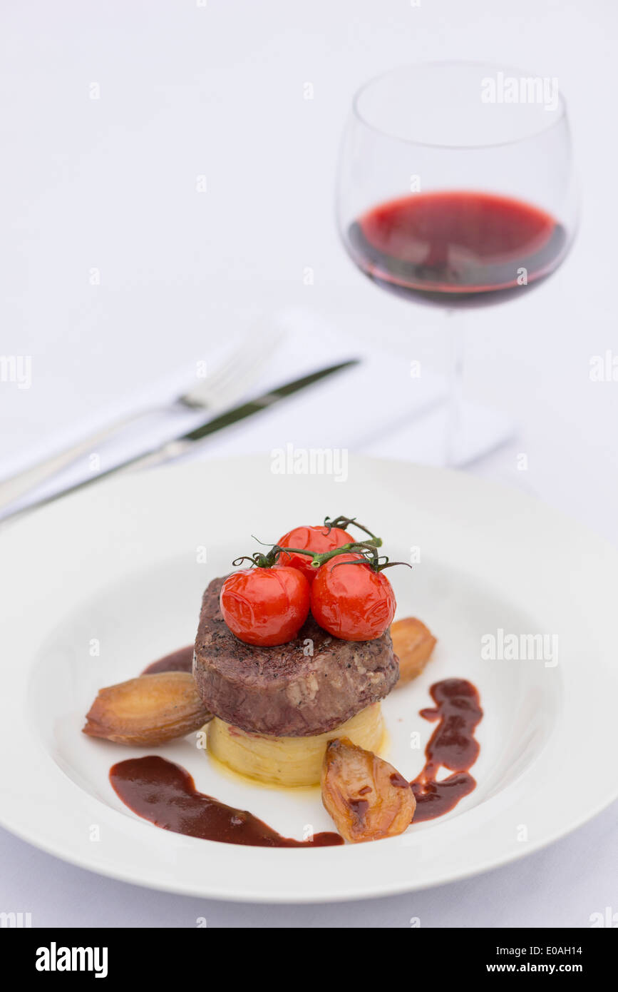 Beef steak, served in a fine dining restaurant Stock Photo - Alamy