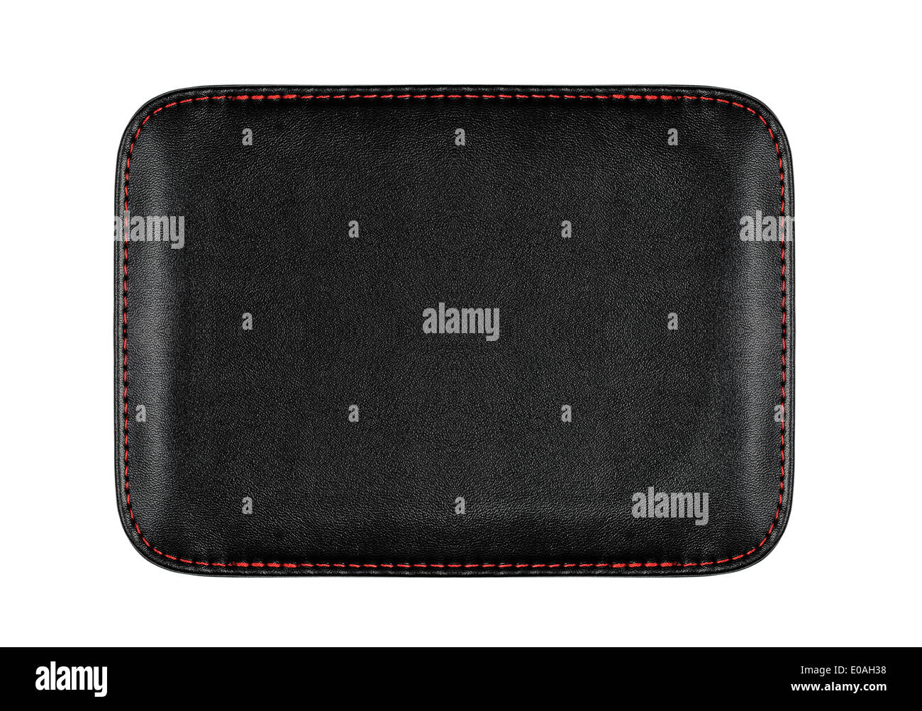 Leather case with red thread stitches isolated on white background ...
