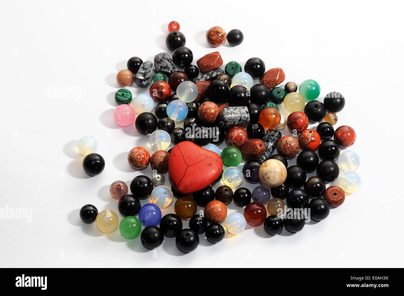 Mix of colorful polished gemstones balls on the white background Stock ...
