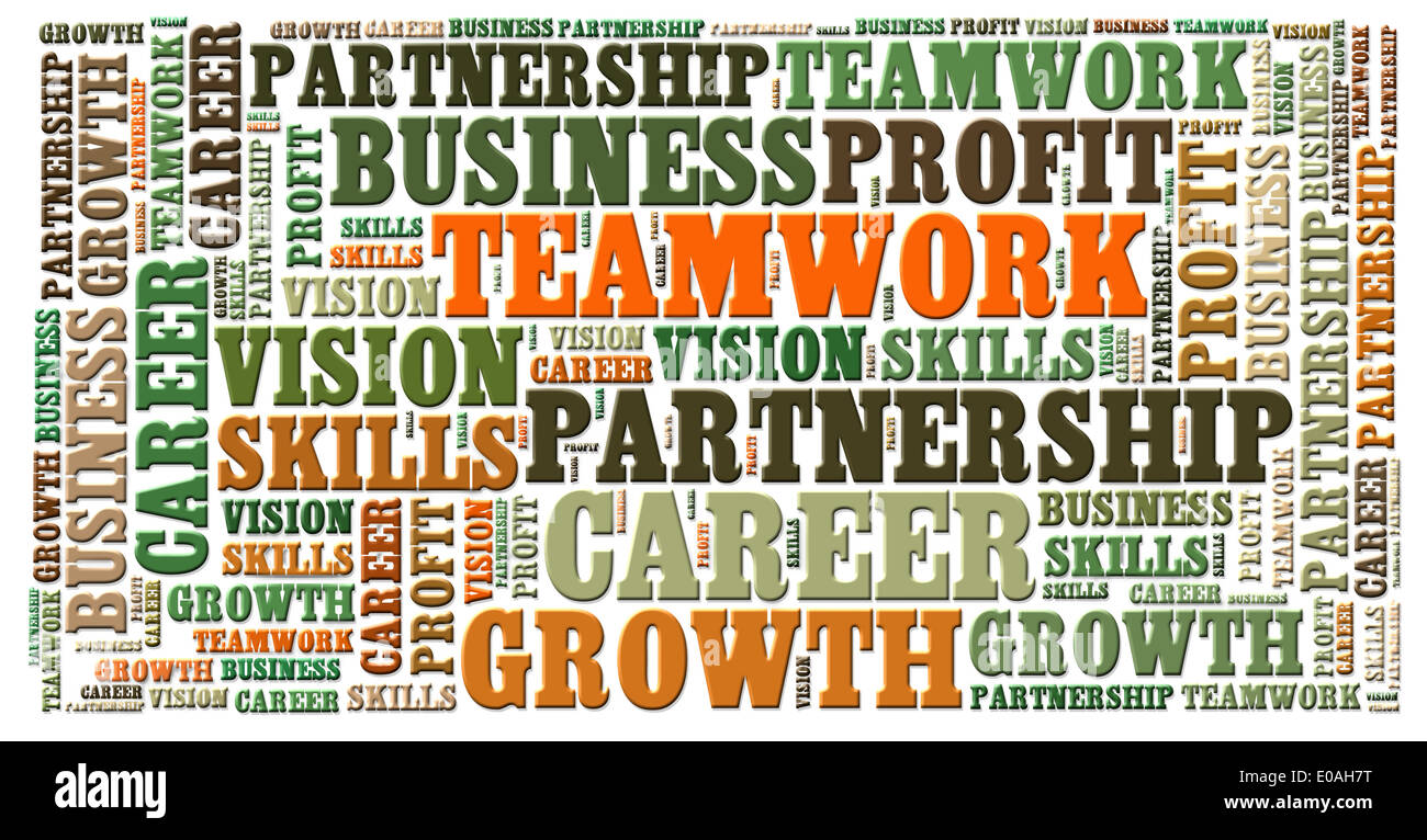 word cloud of Teamwork and other releated words Stock Photo - Alamy