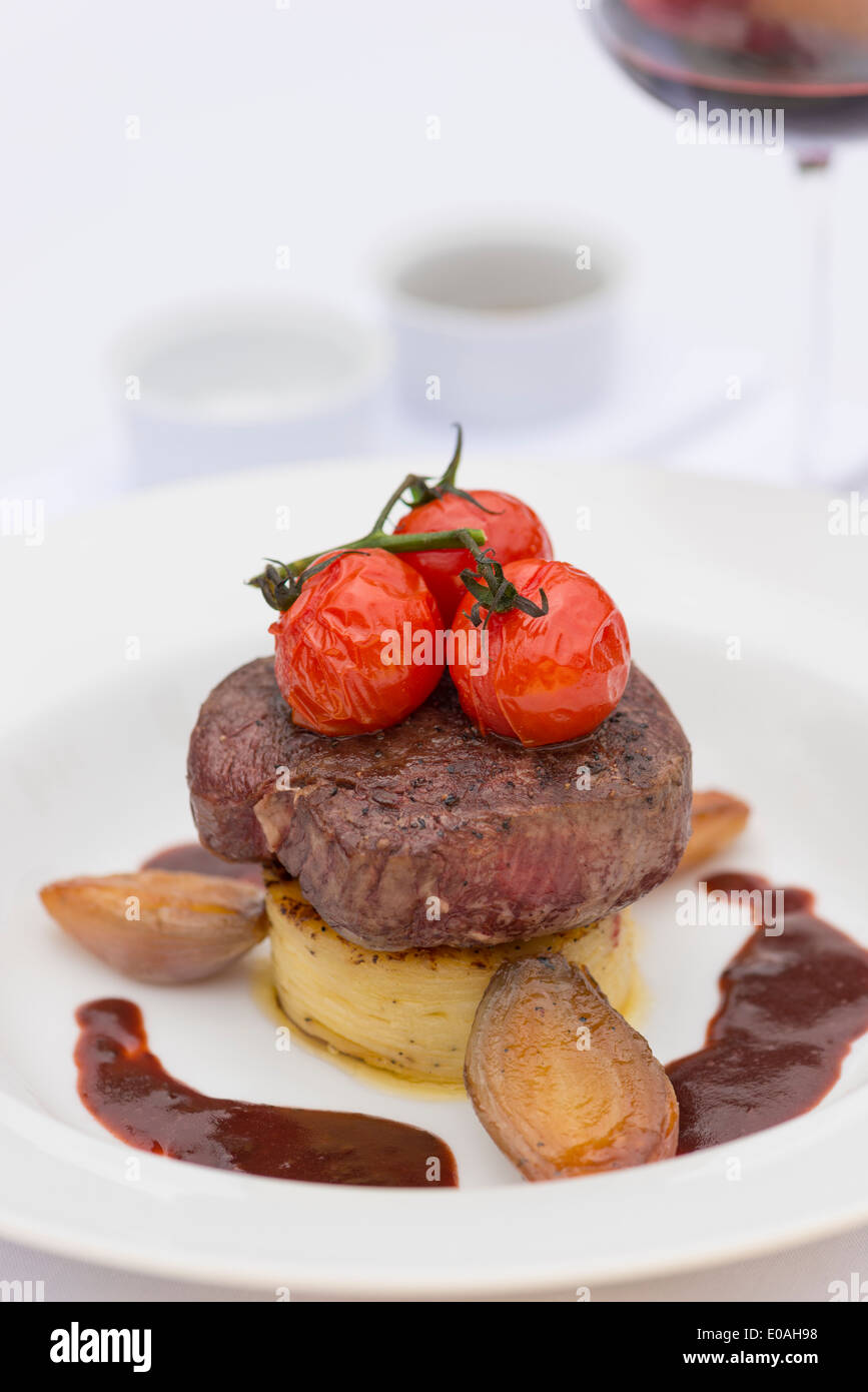 Beef steak, served in a fine dining restaurant Stock Photo - Alamy