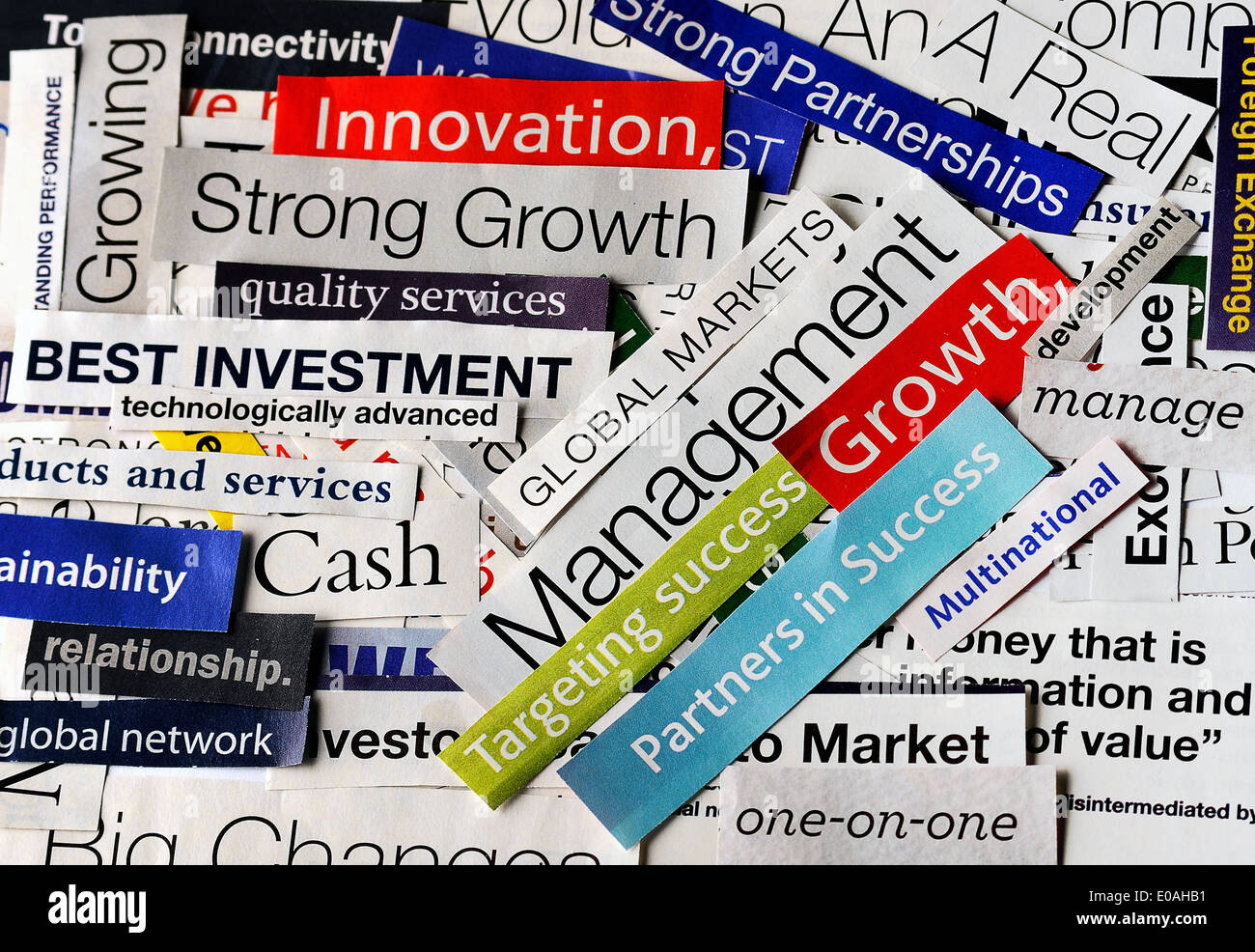 collage of paper headlines about the world economy Stock Photo - Alamy