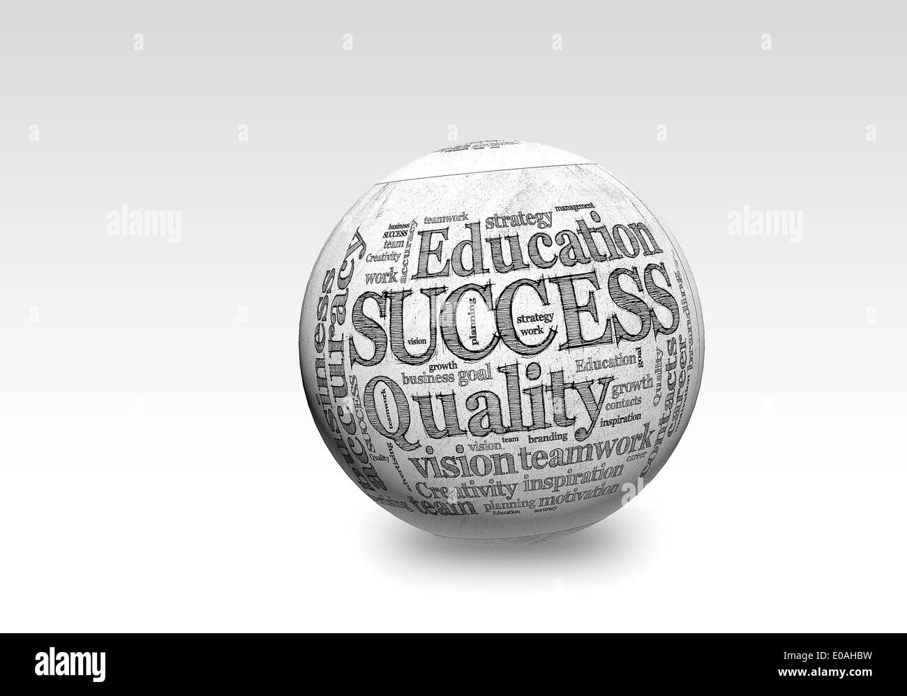 Business SUCCESS, in a word cloud designed in a 3D sphere with shadow ...