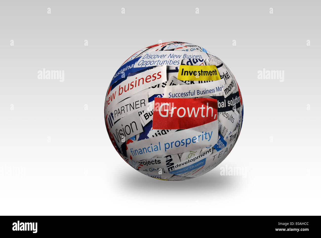 collage of paper headlines about the world economy on 3D sphere Stock ...
