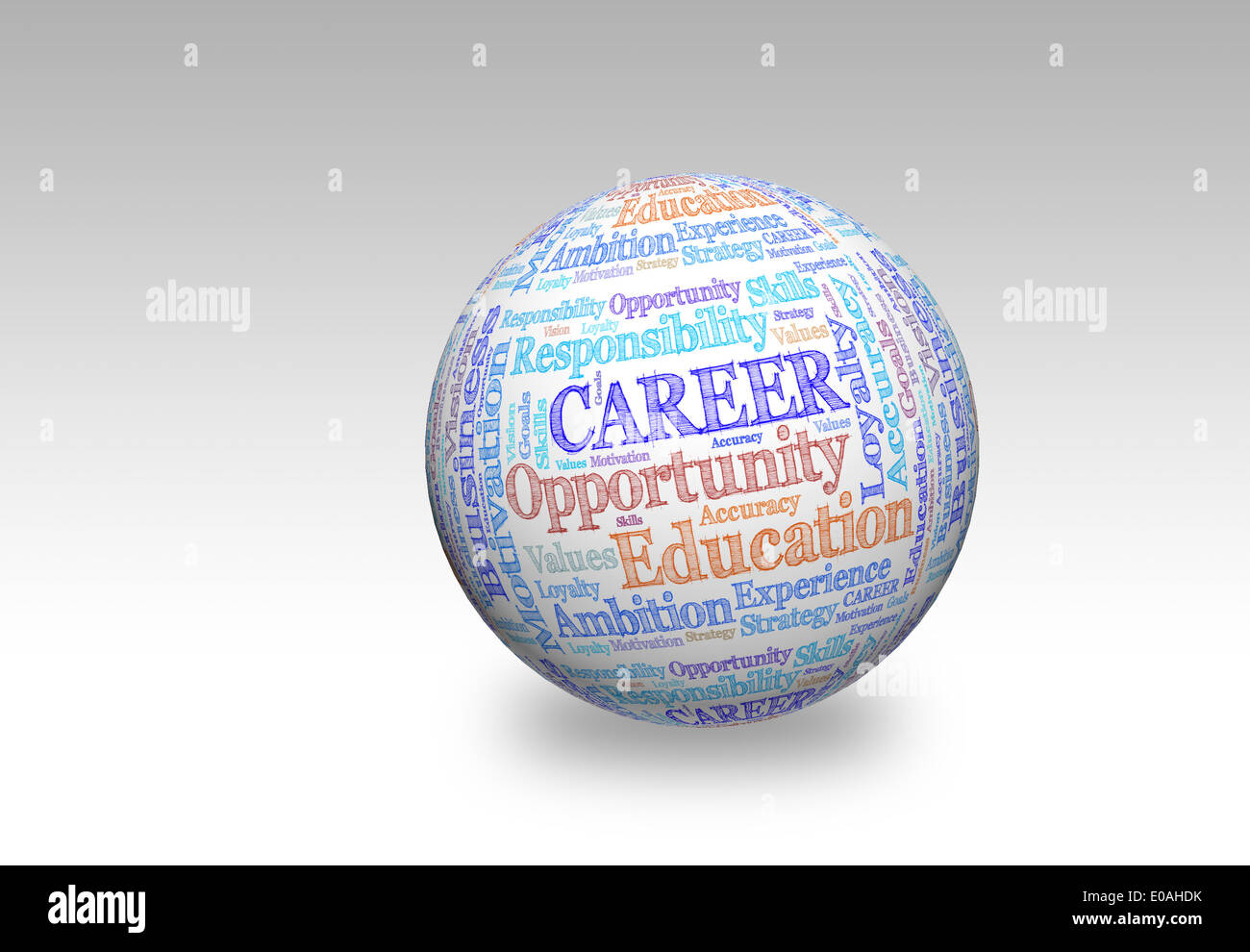Career in word cloud on 3d sphere Stock Photo - Alamy