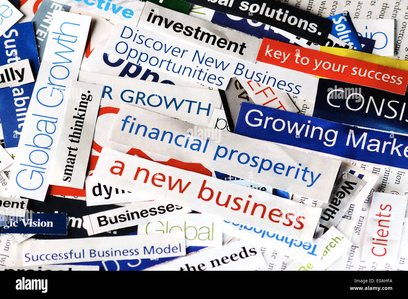collage of paper headlines about the world economy Stock Photo - Alamy