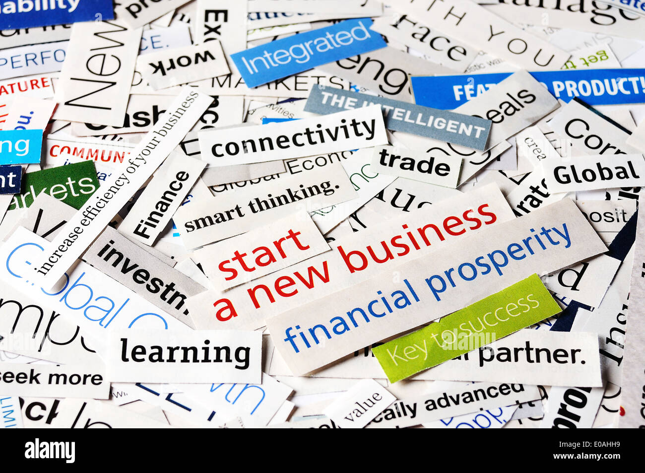 collage of newspaper headlines about the business Stock Photo - Alamy