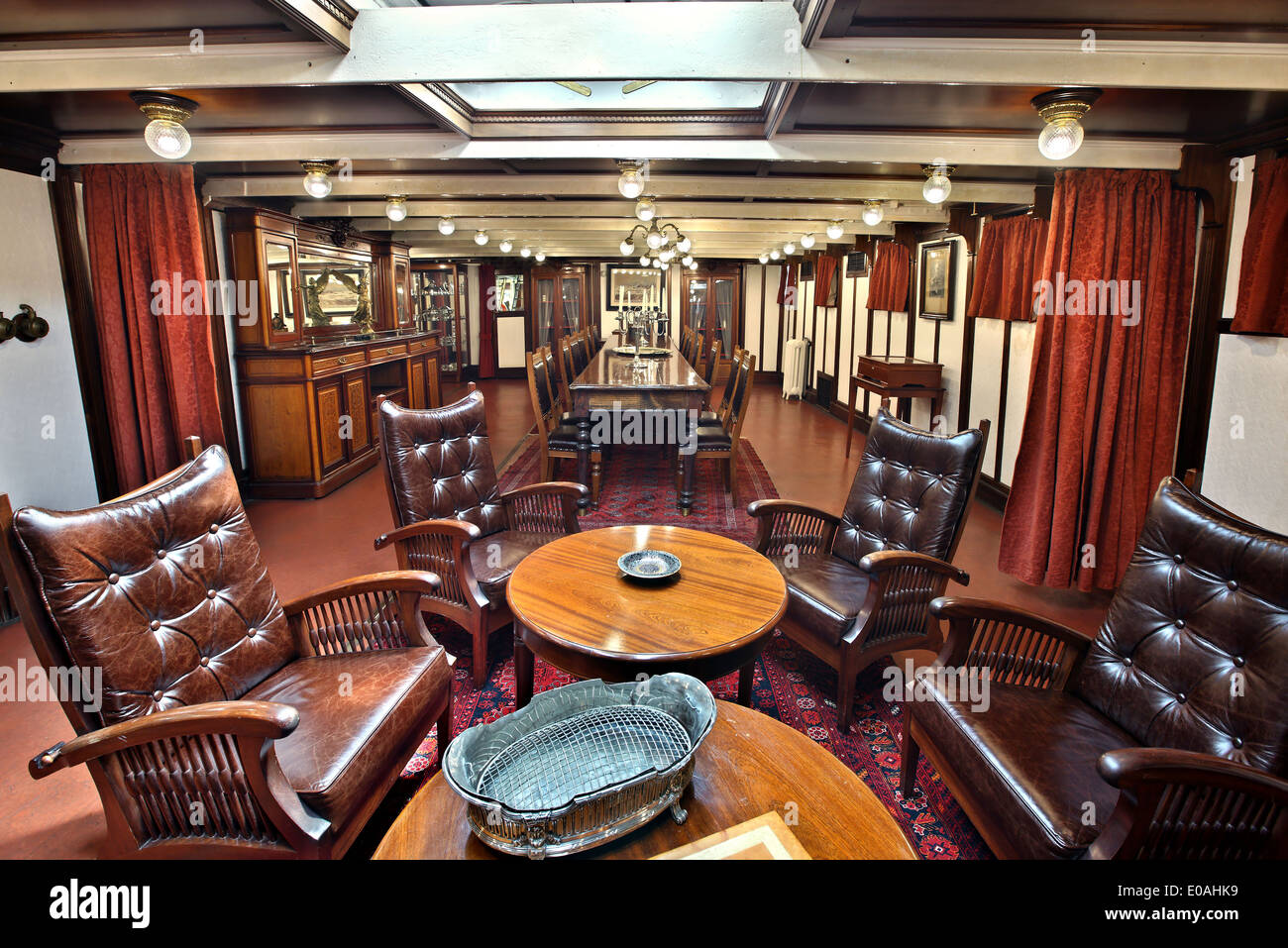 Inside the Floating Naval Museum "AVEROF"-The Officers' Hall. You can ...