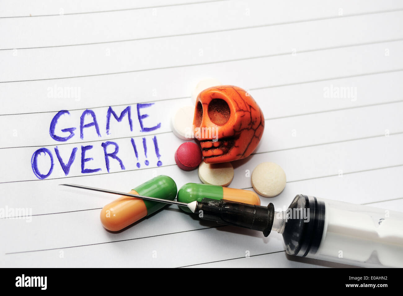 Game Over- Drug abuse concept on notebook Stock Photo - Alamy