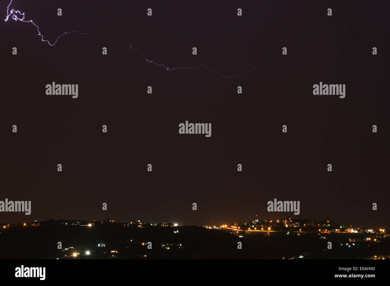 Ramallah, West Bank, Palestine, May 7: Lightning captured in the sky ...