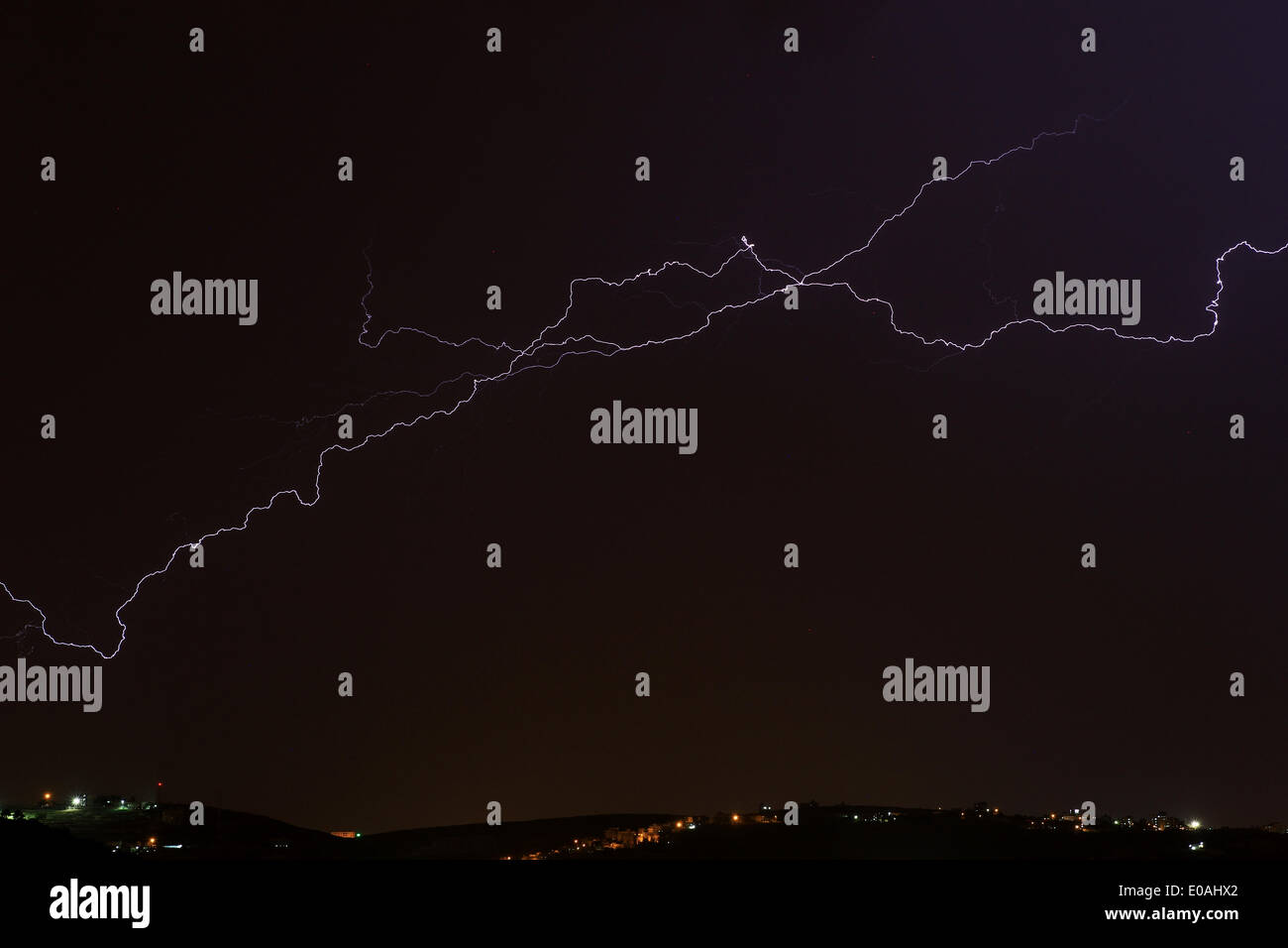 Ramallah, West Bank, Palestine, May 7: Lightning captured in the sky ...