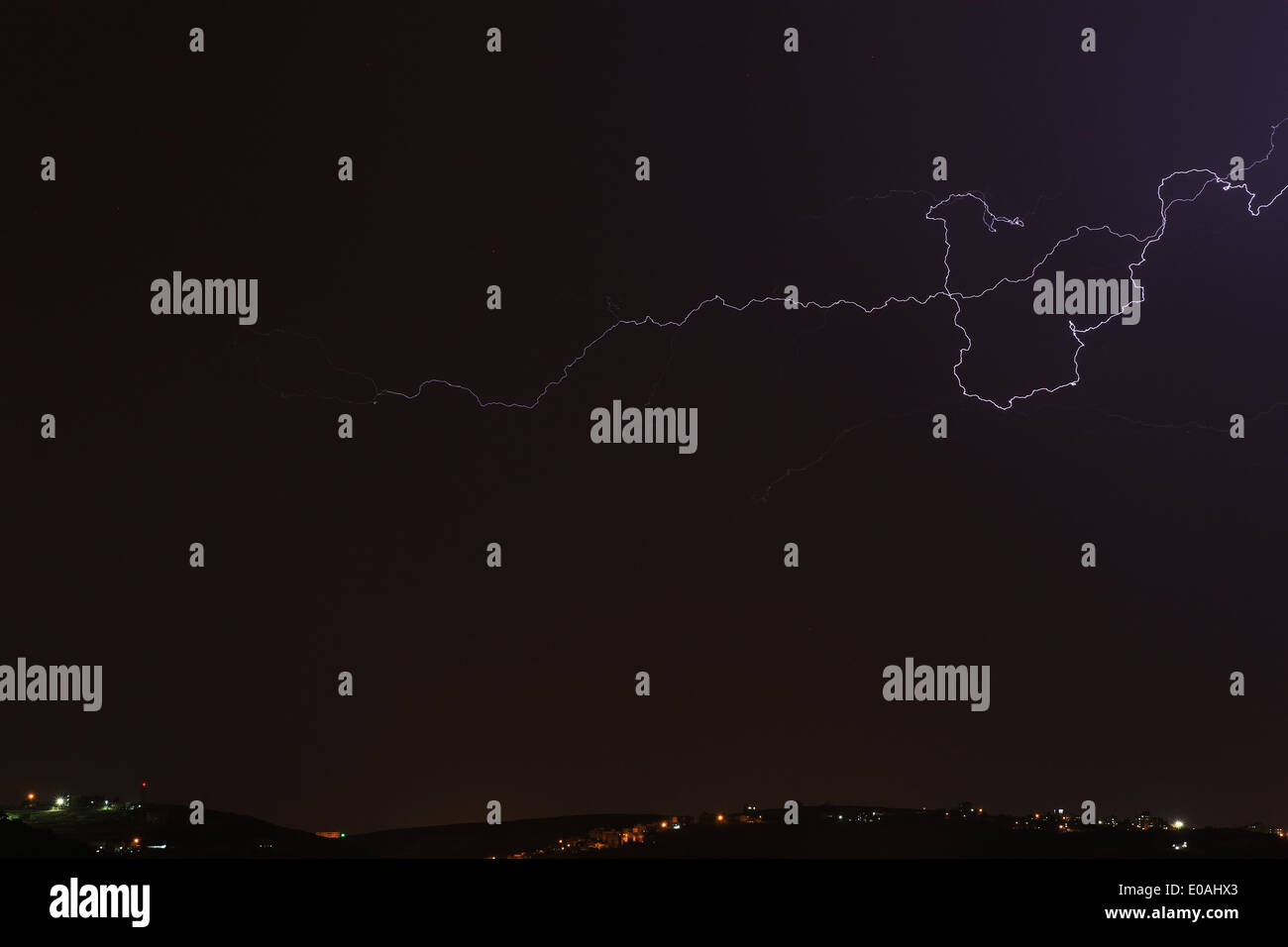 Ramallah, West Bank, Palestine, May 7: Lightning captured in the sky ...