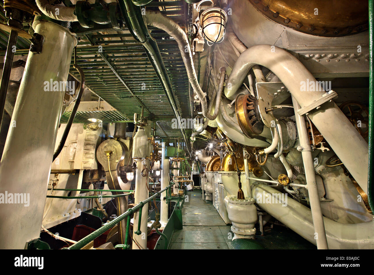 Inside the "heart" (engines) of the Floating Naval Museum "AVEROF". You ...