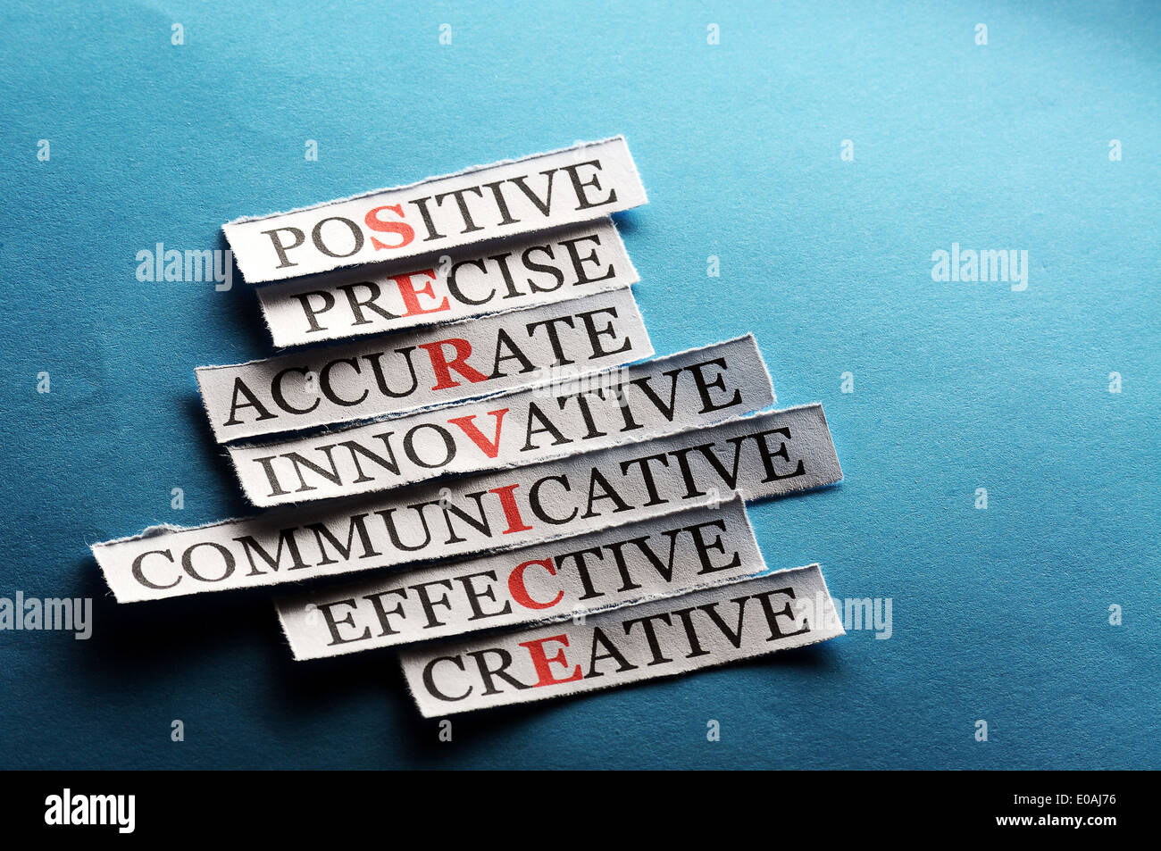 Service acronym in business concept, words on cut paper hard light ...