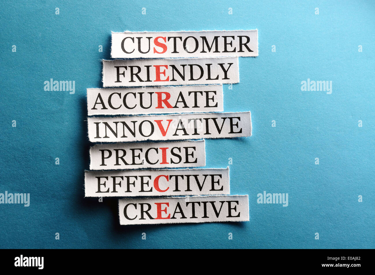 Service acronym in business concept, words on cut paper hard light ...