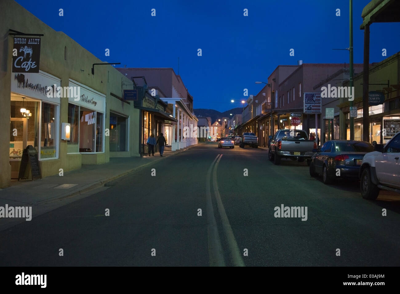 Santa Fe downtown street at night Stock Photo - Alamy