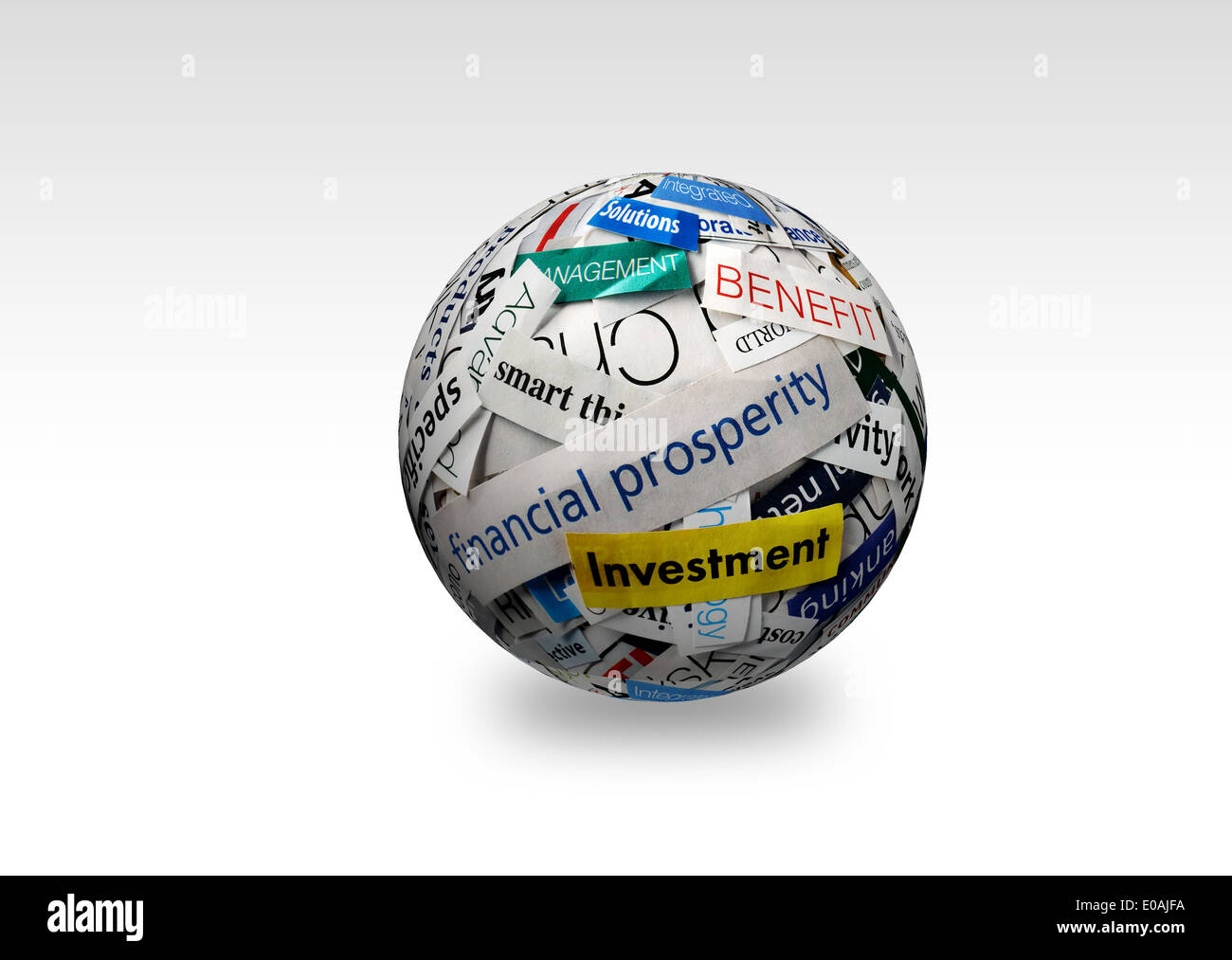 collage of paper headlines about the world economy on 3D sphere Stock ...