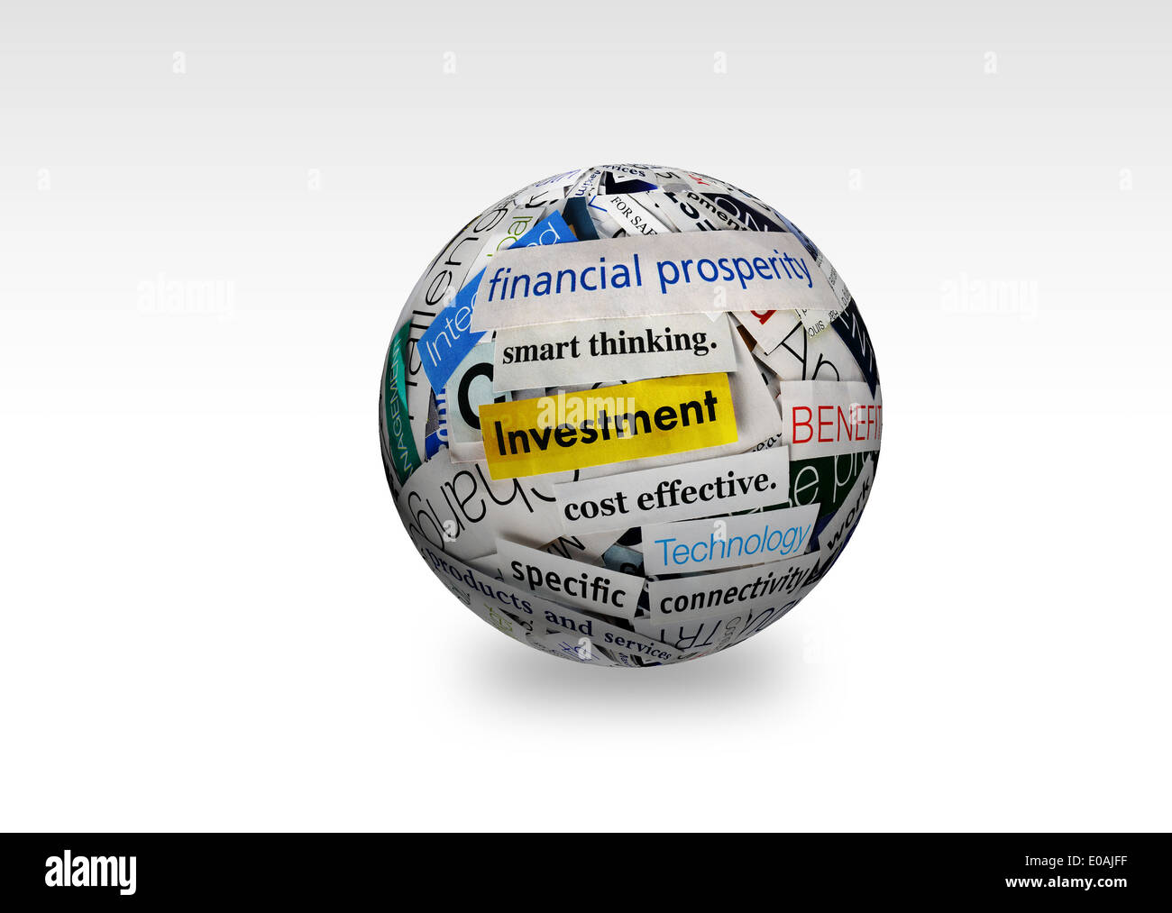 collage of paper headlines about the world economy on 3D sphere Stock ...