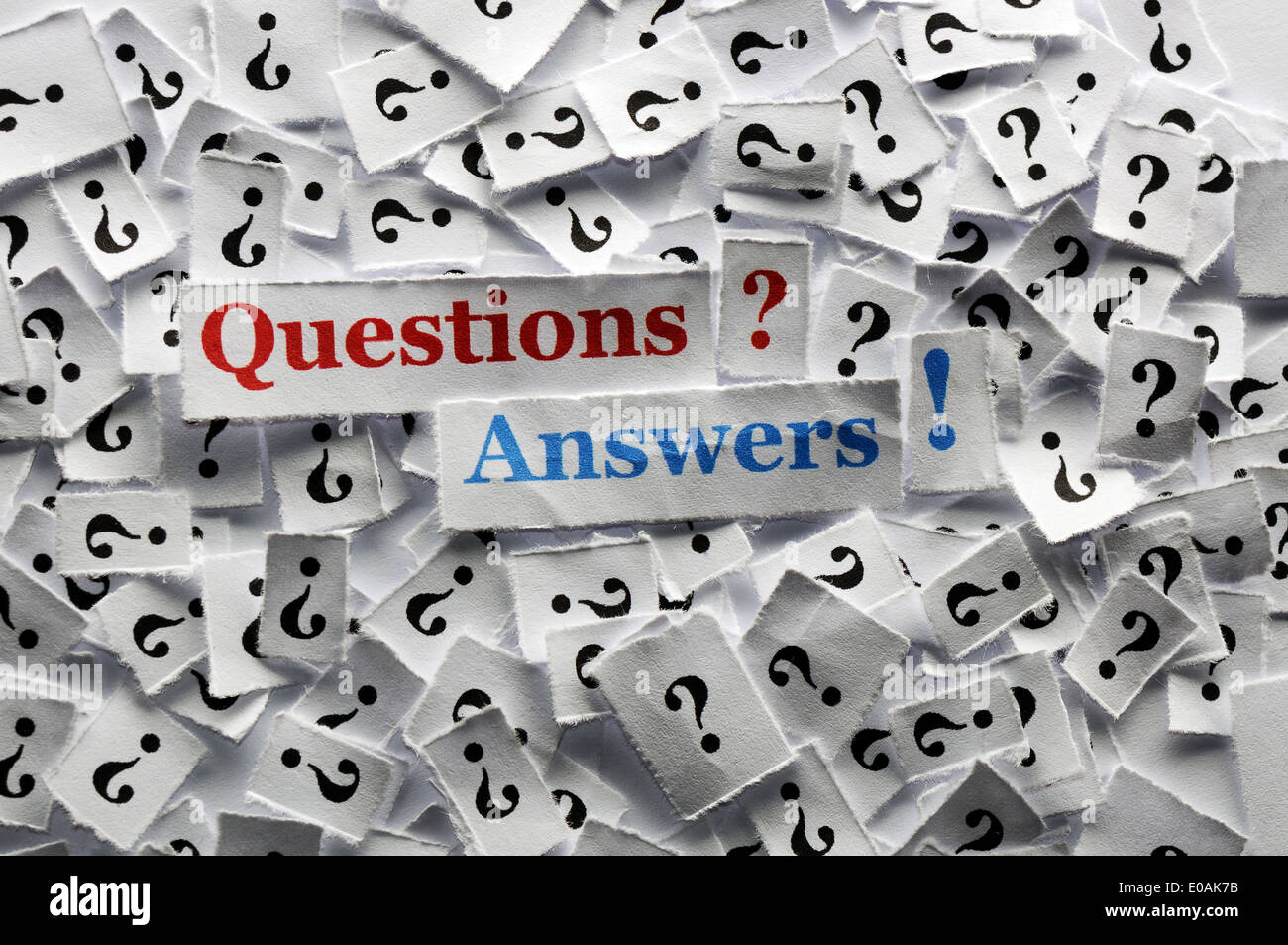 questions and answers on white papers -hard light Stock Photo - Alamy