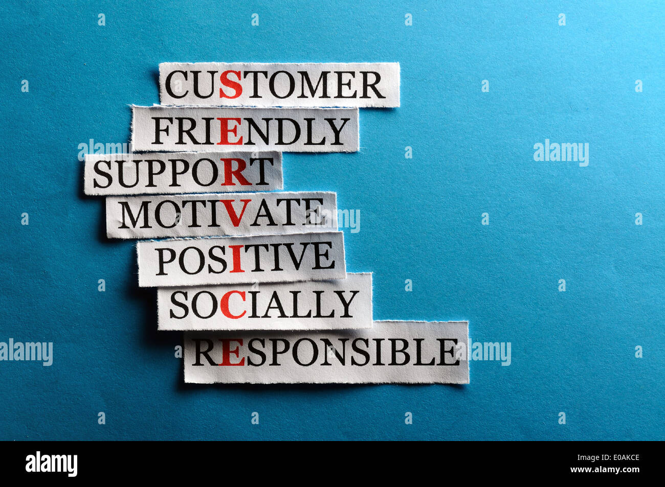 Service acronym in business concept, words on cut paper hard light ...