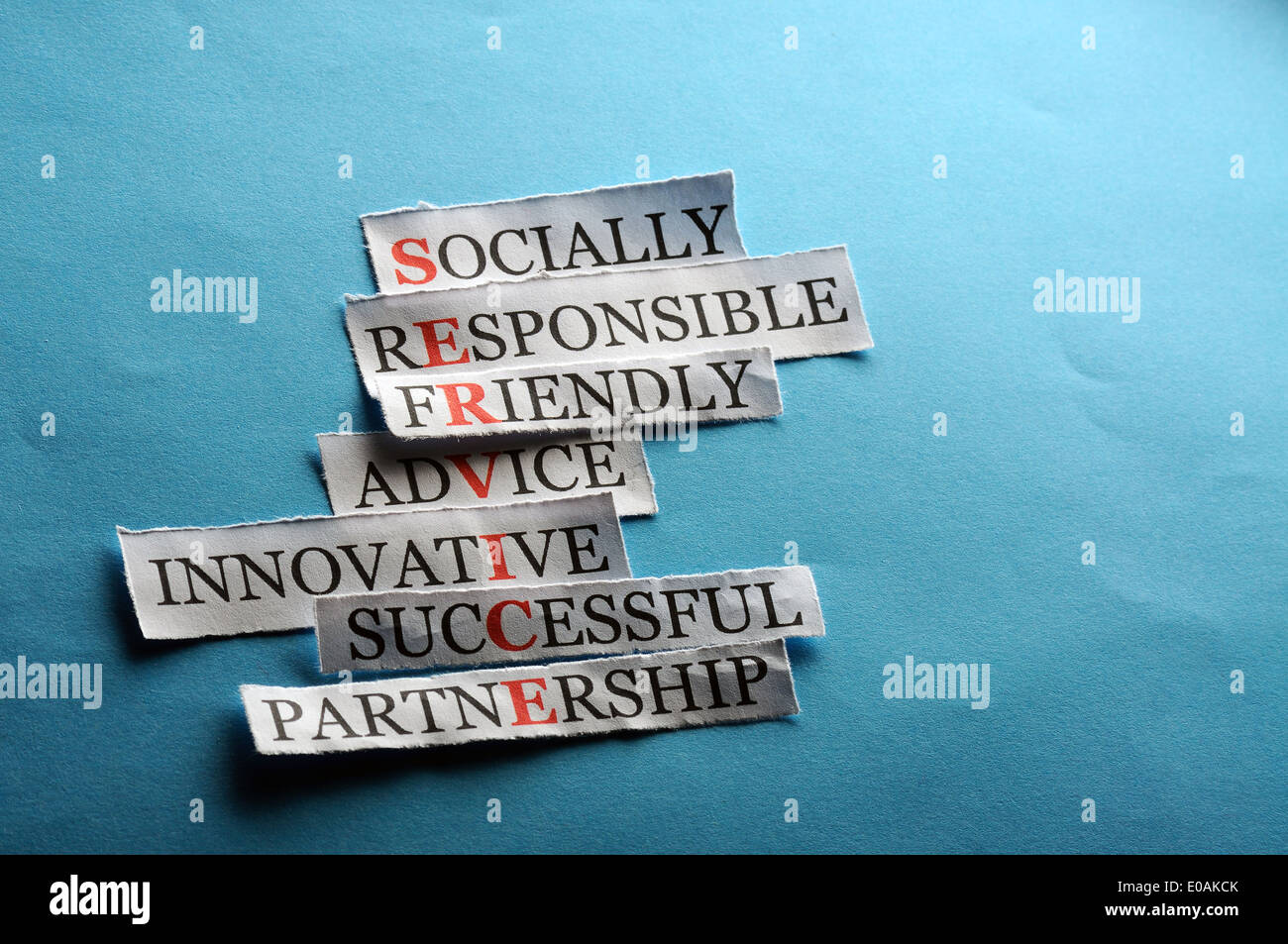 Service acronym in business concept, words on cut paper hard light ...