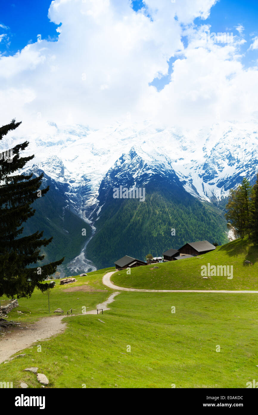 Beautiful landscape with mountains, Mont Blanc Stock Photo - Alamy