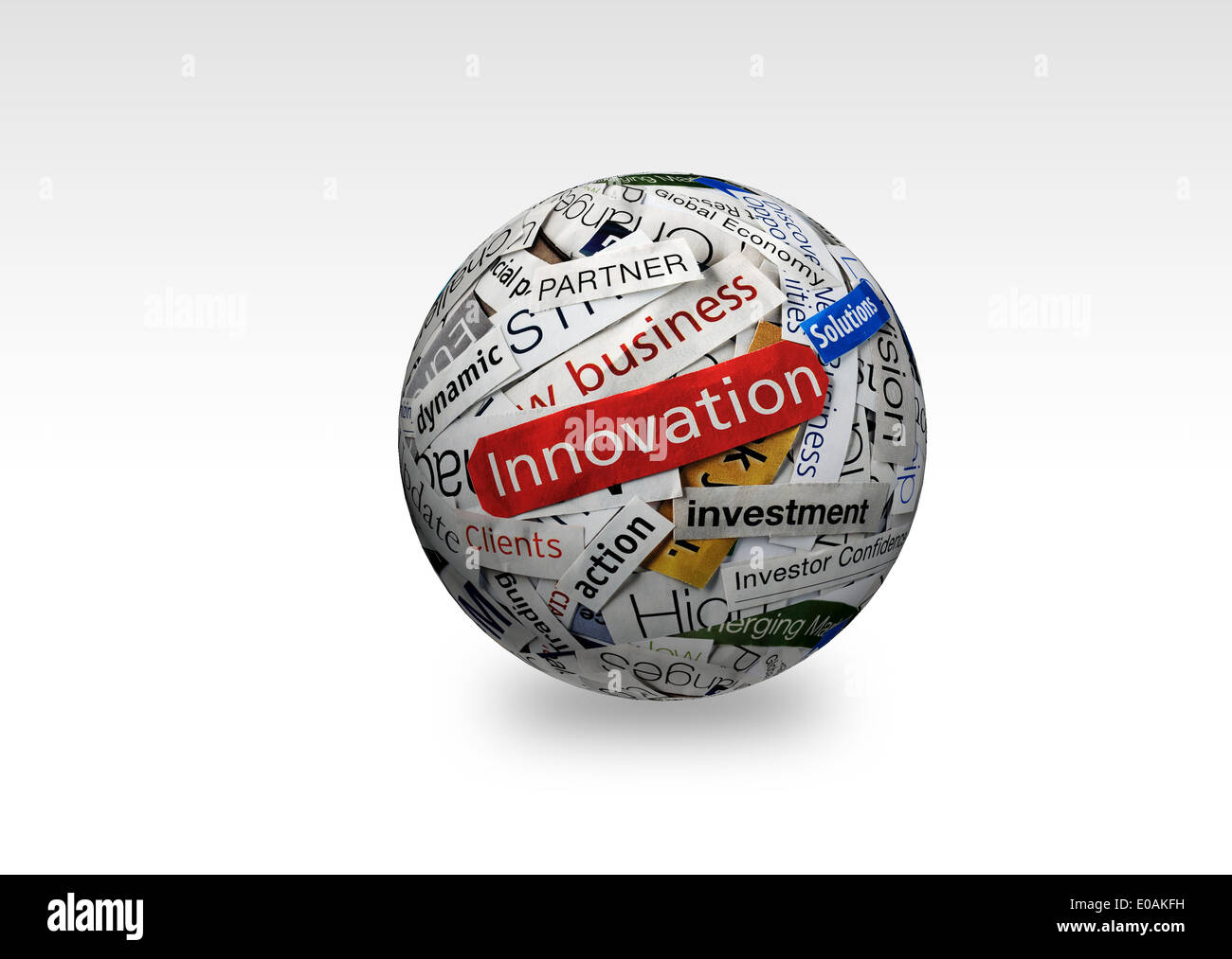 collage of paper headlines about the world economy on 3D sphere Stock ...