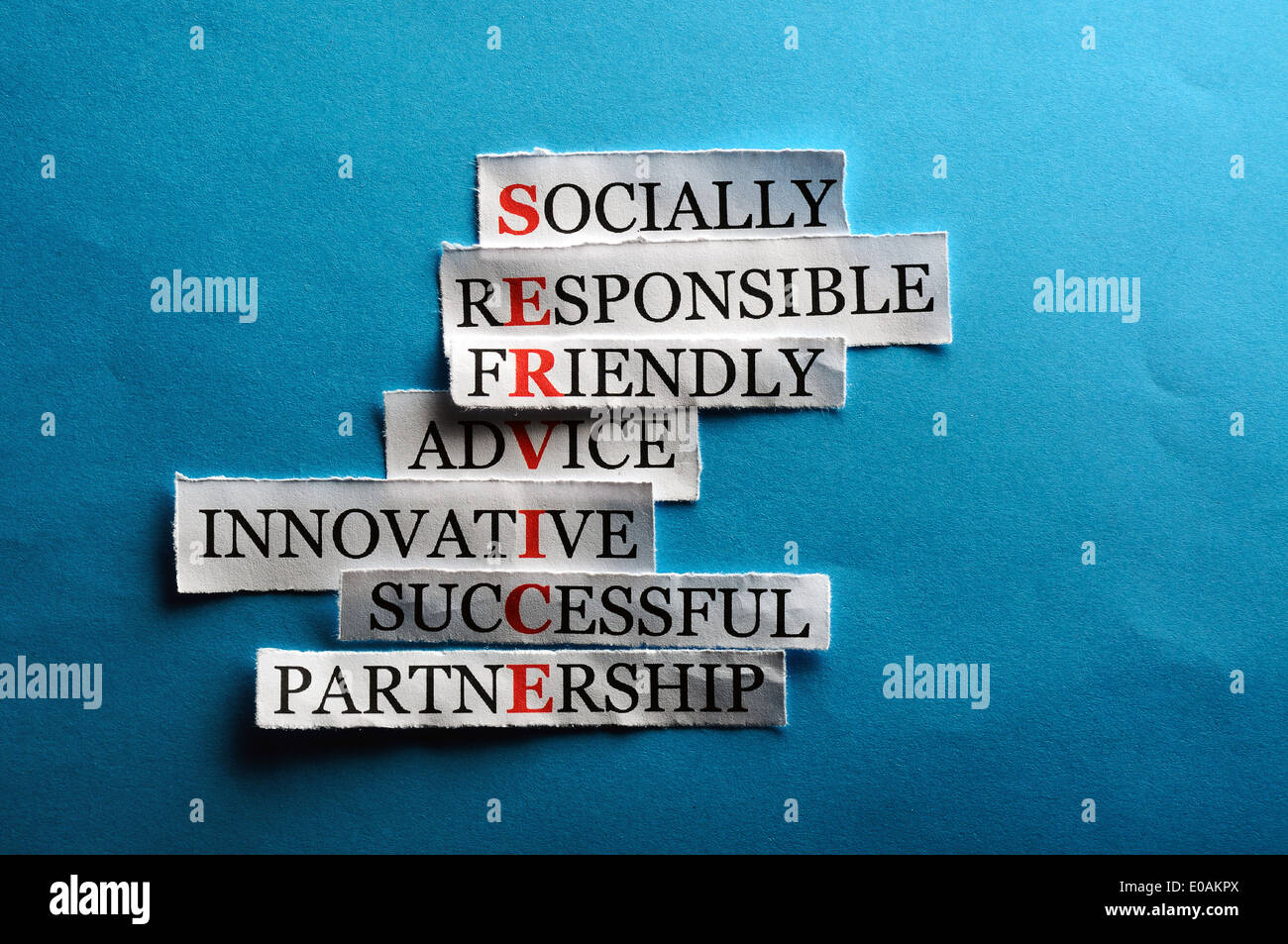 Service acronym in business concept, words on cut paper hard light ...