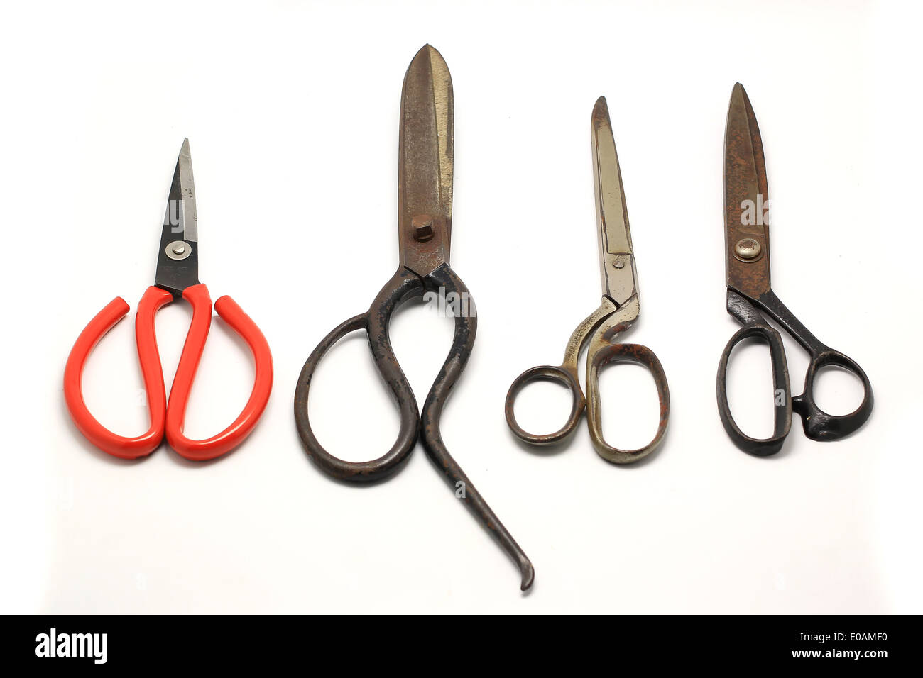 group of old scissors isolated on white background Stock Photo - Alamy