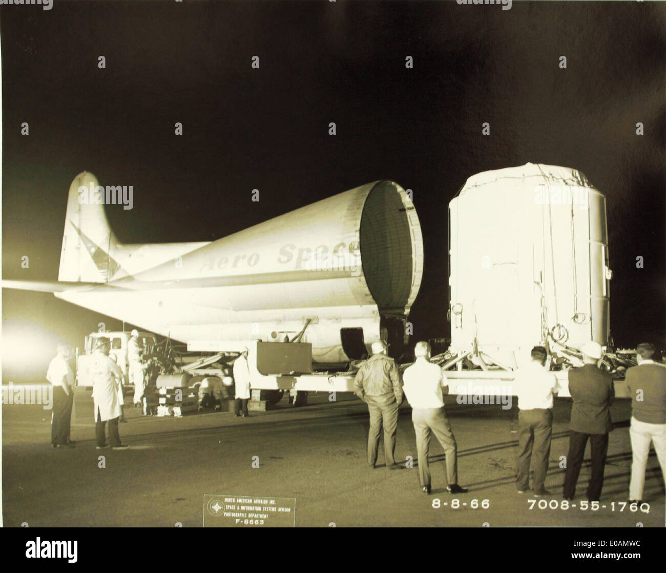 This image depicts an Aero Space Lines Guppy aircraft transporting a ...