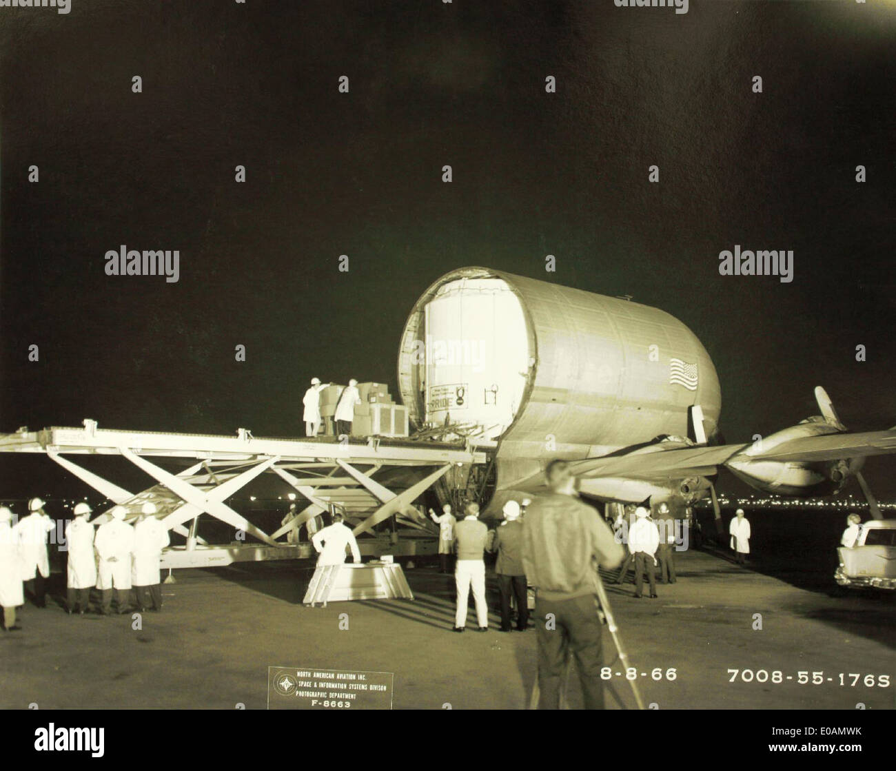 This image depicts an unidentified rocket stage transport, showing the ...