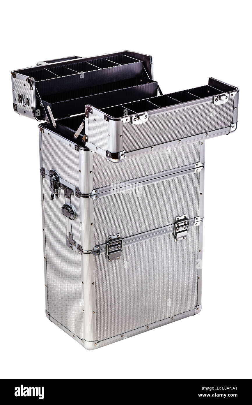 a sturdy aluminium case isolated over a white background Stock Photo ...