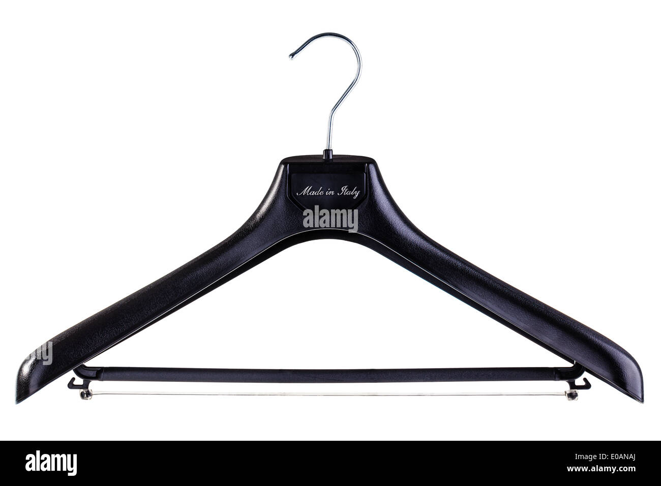 a black plastic clothes hanger isolated over a white background Stock ...