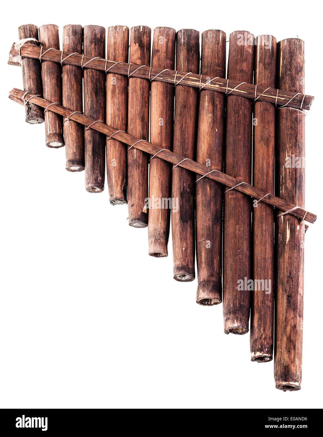 a wooden pan flute isolated over a white background Stock Photo - Alamy